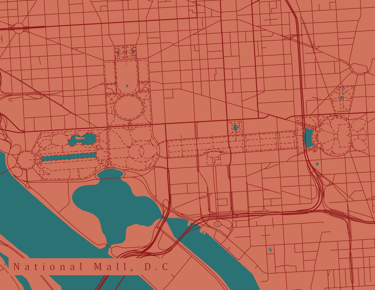 National Mall, Washington D.C. Map Print – Akiseo