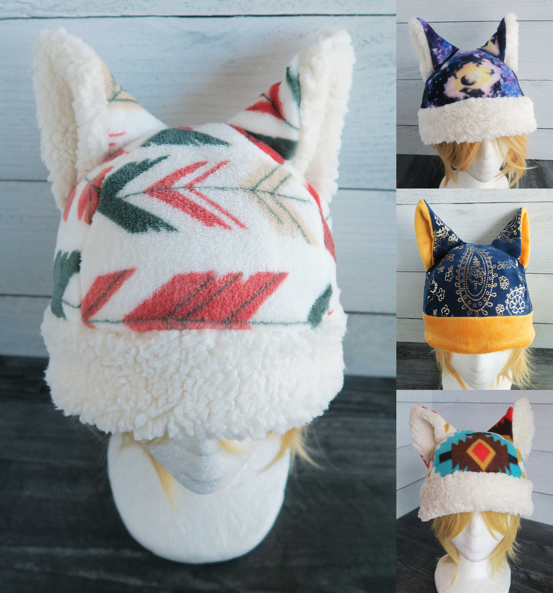 Summer & Desert, Boho, Cosmos, Camping Sherpa Cat Hats – Akiseo